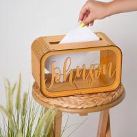 China Amazon hot sale wooden wedding card storage box with PVC window ,gift card storage box for sale