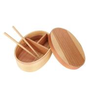 China Japanese style wooden  sushi box Creative oval wooden box Outdoor portable food storage storage storage box for sale