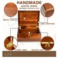 China Newest Acacia Wood Decorative Storage Boxes Wooden Jewelry Box Wooden Box with Hinged Lid for sale