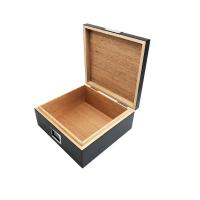 China Black Wooden Cigar Storage Box Cigar Case Leather Handmade OEM For Men'T Gift for sale