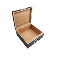 China Black Wooden Cigar Storage Box Cigar Case Leather Handmade OEM For Men'T Gift for sale