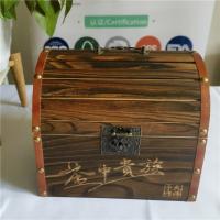 China Factory Supply Wooden Decorative Boxes with Hinged Lid Black Wooden Box Wood Tea Box for sale