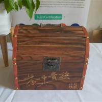 China Factory Supply Wooden Decorative Boxes with Hinged Lid Black Wooden Box Wood Tea Box for sale