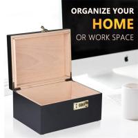 China Customize Luxury Solid Wood Box  Eco-friendly Wooden Decorative Boxes with Hinged Lid Black Wooden Box for sale