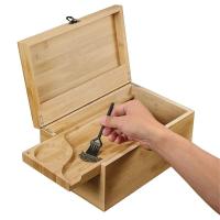 China Combination Lock 10.3in Wooden Cigar Box  Glass Jars Bamboo Box With Lock for sale