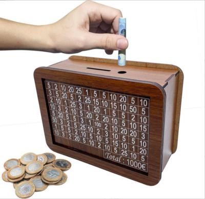 China wooden children coin storage box ,wooden money storage box for sale