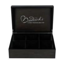China Handmade Timber Stash Box Tea Bag Organizer Black Wooden Tea Bag Box for sale