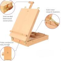 China Customized Art Supplies Box Easel Sketchbox Painting Storage Box, Adjust Wood Tabletop Easel for Drawing & Sketching Student for sale