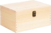 China Hot Sale Customized Unfinished Pine Wood Box Natural DIY Craft Stash Boxes with Hinged Lid and Front Clasp for sale