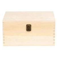 China Hot Sale Customized Unfinished Pine Wood Box Natural DIY Craft Stash Boxes with Hinged Lid and Front Clasp for sale