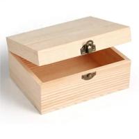 China Hot Sale Customized Unfinished Pine Wood Box Natural DIY Craft Stash Boxes with Hinged Lid and Front Clasp for sale