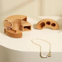 China Personalized Jewelry Box Rotating Jewelry organizer Wooden Earrings Holder Unique Round Jewelry Case Gift for Her Annersay for sale