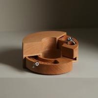 China Personalized Jewelry Box Rotating Jewelry organizer Wooden Earrings Holder Unique Round Jewelry Case Gift for Her Annersay for sale