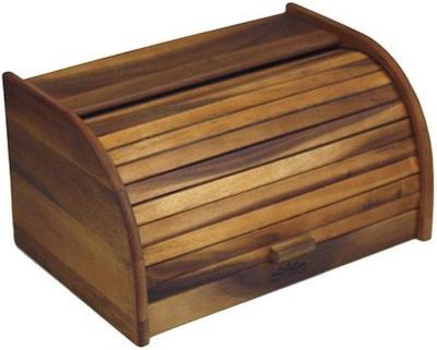 China Customized Woods Large Acacia Wooden Bamboo Bread Box | Storage Container Box with Rolltop Lid for Kitchen for sale