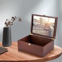 China Customized Larger Wooden Memory Keepsake Boxes With Hinged Lids and a photo frame inside the lid - Wooden Gift Boxes for sale