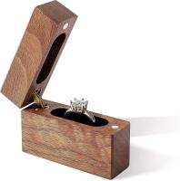 China Customized Wooden Engagement Ring Box Small Slim Flat Ring Case for Proposal,Wedding for sale