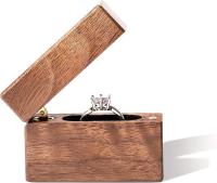 China Customized Wooden Engagement Ring Box Small Slim Flat Ring Case for Proposal,Wedding for sale