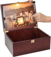 China Decorative Storage Box With a Hinge Lids For Picture Letter Time Capsule - Elegant Christmas Wedding Memory Box for sale