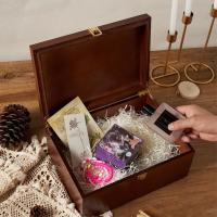 China Decorative Storage Box With a Hinge Lids For Picture Letter Time Capsule - Elegant Christmas Wedding Memory Box for sale