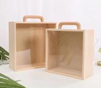 China Toy Figure Display Box Wood Craft Shadow Boxes Transparent Acrylic Sliding Lid Wooden Gift Boxes with Clear Lid for sale