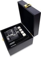 China Cigar Whiskey Glass Wooden Gift Box, Old Fashioned Glass, Cooling Whiskey Stones and Tongs Bar Wood Box for sale