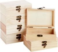 China Unfinished Wooden Boxes for Crafts with Hinged Lids and Front Clasps, Jewelry, Crafts, Storage for sale