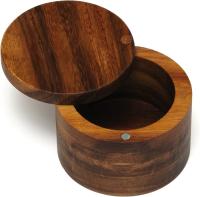China International Acacia Wood Salt or Spice Box with Swivel Cover for sale