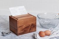 China Wooden Kitchen Box Acacia Wood Recipe Box with Divider Tabs for sale