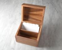 China Wooden Kitchen Box Acacia Wood Recipe Box with Divider Tabs for sale