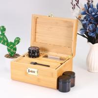 China Wooden Smoking Stash Box Smell Proof Bamboo Stash Box Rolling Tray Smoking Accessories Kit Organizer Container for sale