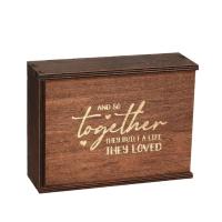 China Creative wooden wedding accompaniment gift box souvenir storage box burnt color pull-out wooden solid wood lettering retro  box for sale