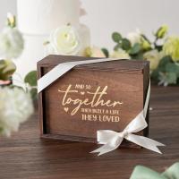 China Creative wooden wedding accompaniment gift box souvenir storage box burnt color pull-out wooden solid wood lettering retro  box for sale