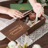 China Creative wooden wedding accompaniment gift box souvenir storage box burnt color pull-out wooden solid wood lettering retro  box for sale