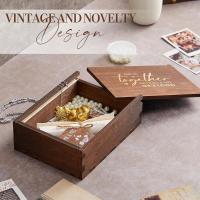 China Creative wooden wedding accompaniment gift box souvenir storage box burnt color pull-out wooden solid wood lettering retro  box for sale