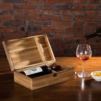 China Home Decorative Whiskey Gift Box Wood Double Bottle Wine Box for sale