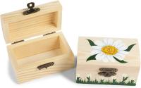 China Bright Creations Unfinished Wood Treasure Chest Box with Lid & Locking Clasp 3.5 x 2.2 x 2 inches for sale