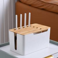 China Router Storage Box with Bamboo Lid Wood Junction Box Wireless Wifi TV Set-Top Box for sale