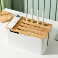 China Router Storage Box with Bamboo Lid Wood Junction Box Wireless Wifi TV Set-Top Box for sale