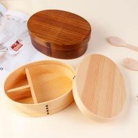 China Japanese Bento Box with Divider Wooden Bento Lunch Box for Picnicking Office Hiking Camping for sale