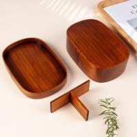 China Japanese Bento Box with Divider Wooden Bento Lunch Box for Picnicking Office Hiking Camping for sale