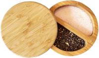 China Magnetic Lid Secure Bamboo Box Two Compartments Spices Salt Keeper With Lid for sale