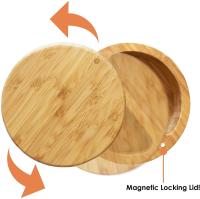 China Magnetic Lid Secure Bamboo Box Two Compartments Spices Salt Keeper With Lid for sale