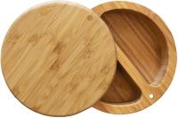China Magnetic Lid Secure Bamboo Box Two Compartments Spices Salt Keeper With Lid for sale
