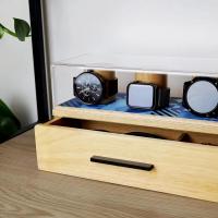 China Vintage Customized Watch Storage Case Clear Acrylic Cover Watch Wooden Drawer Box for sale