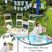 China Wooden Shower Party Crate Closet, Shower Party gift basket with handles and garland Storage Crate Basket Shower Wooden crate for sale