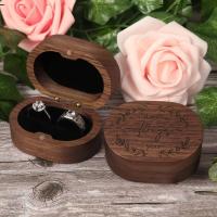 China High quality wooden ring box Walnut circular ring box Wedding Valentine gift can be customized laser logo for sale
