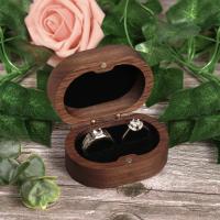 China High quality wooden ring box Walnut circular ring box Wedding Valentine gift can be customized laser logo for sale