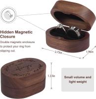 China High quality wooden ring box Walnut circular ring box Wedding Valentine gift can be customized laser logo for sale