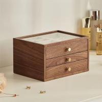 China Wooden jewelry box storage box Small exquisite high-grade necklace earrings ring portable jewelry box for sale