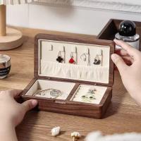 China Durable wood jewelry storage box Ring Jewelry Packaging box Custom logo Walnut jewelry box for sale